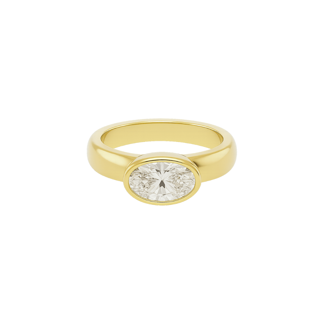The Nicole Ring - Oval East West Bezel Domed Ring